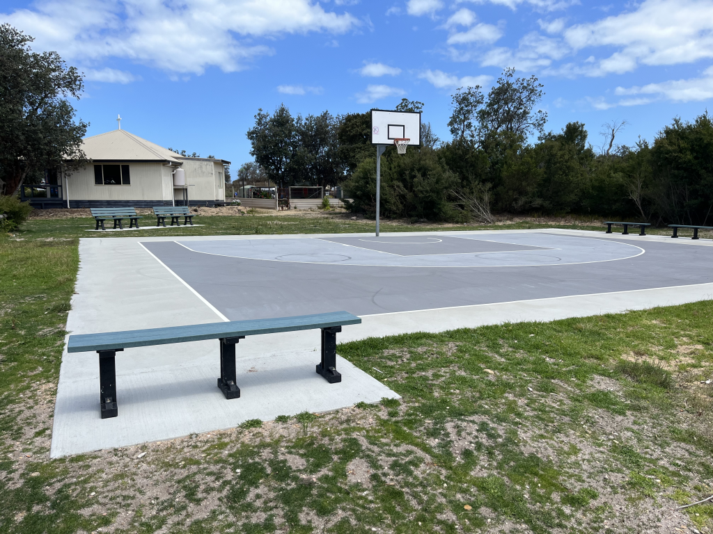 Seating installed at Golden beach 3x3 Basketball Court | Gippsland Times